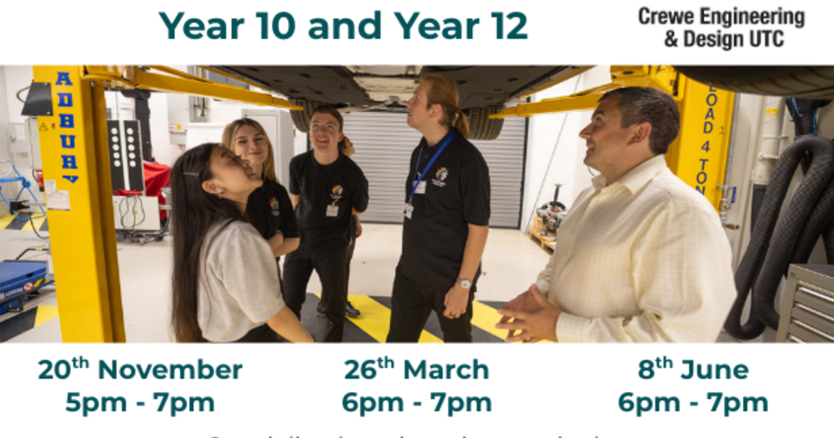 Our next Open Event is 20th November! | Crewe Engineering & Design UTC